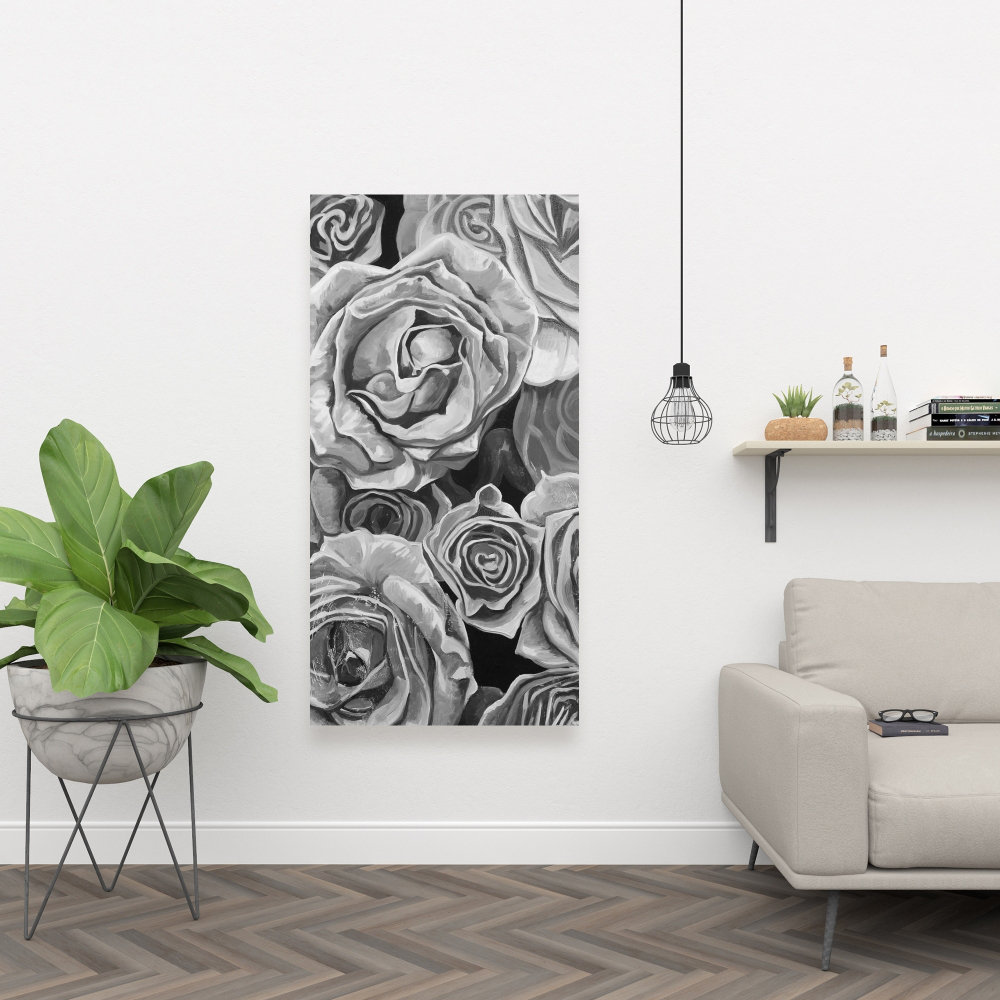 Begin Edition International Inc. Grayscale Roses - Black & White Floral ...