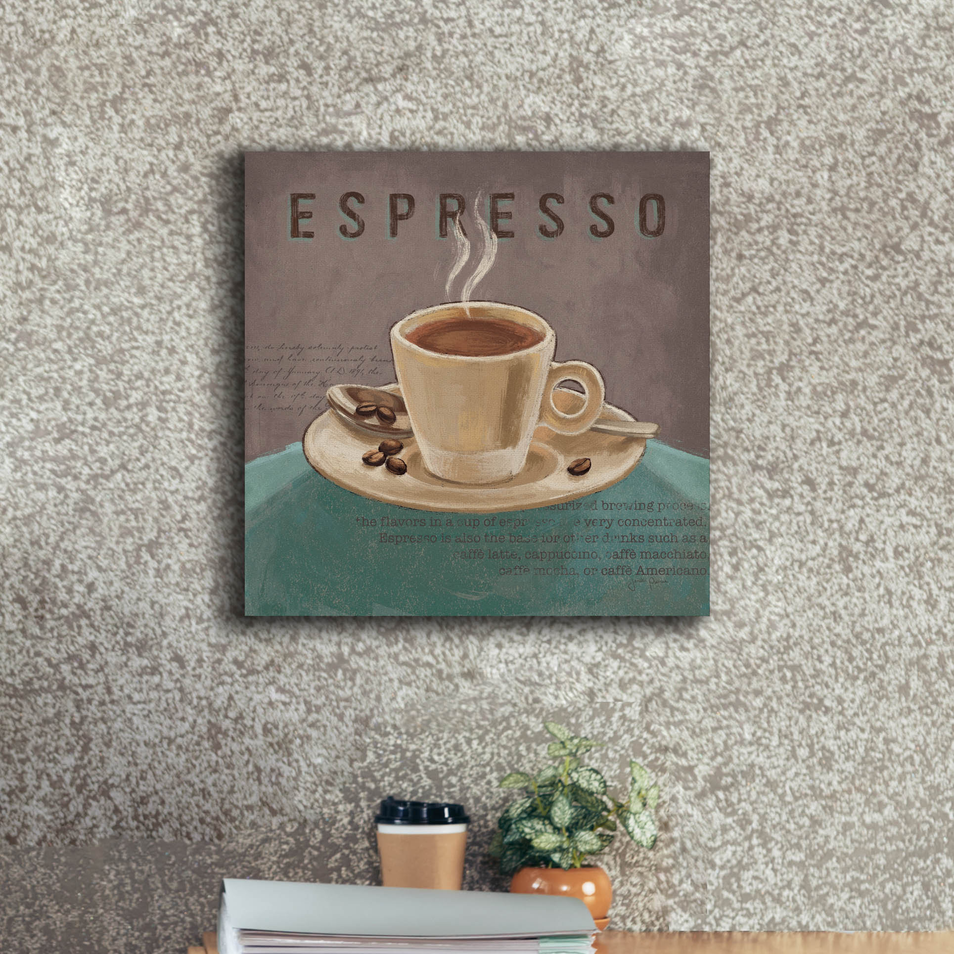 Winston Porter 'Coffee And Co 3 Teal And Gray' by Janelle Penner Canvas ...