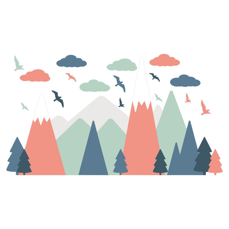 Ebern Designs Colorful Mountains Landscape Wall Stickers | Wayfair.co.uk