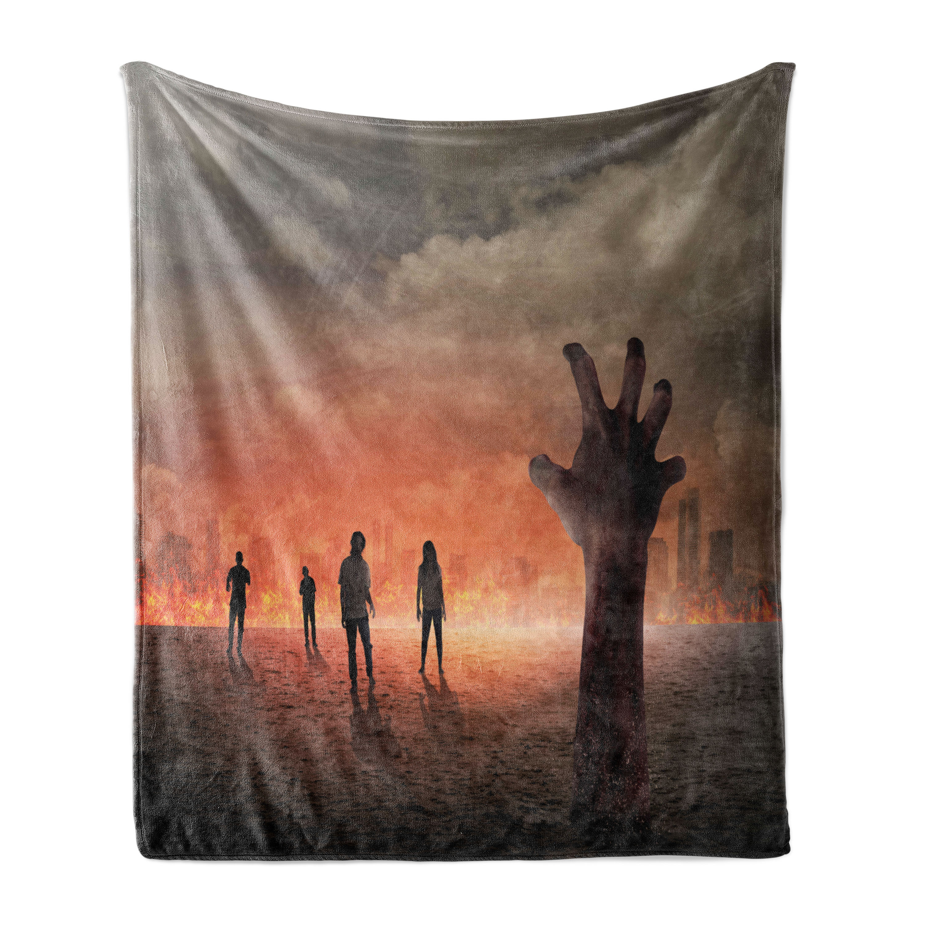 Ambesonne Zombie Fleece Throw Blanket Death Burning City Salmon Pale ...
