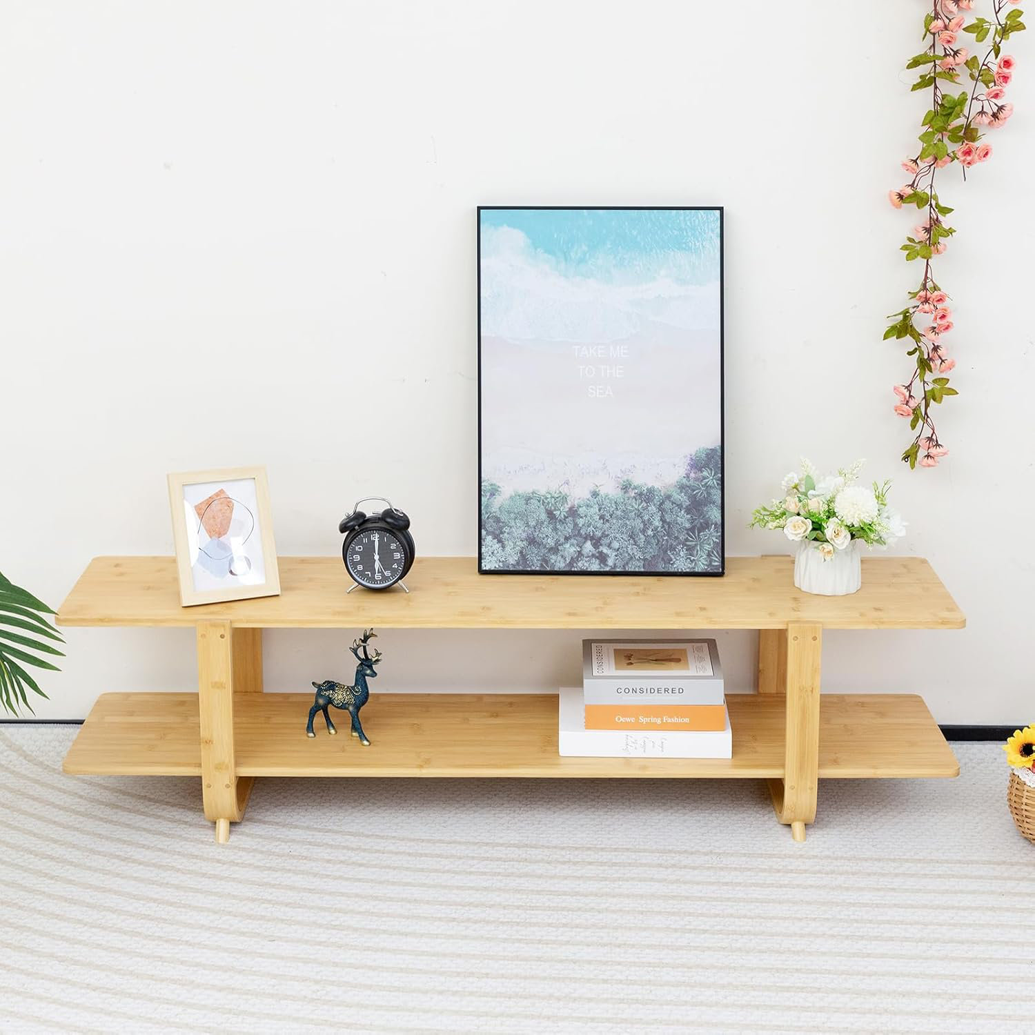 Union Rustic Bamboo TV Stand With Storage For Tvs Up To 65'' Modern ...