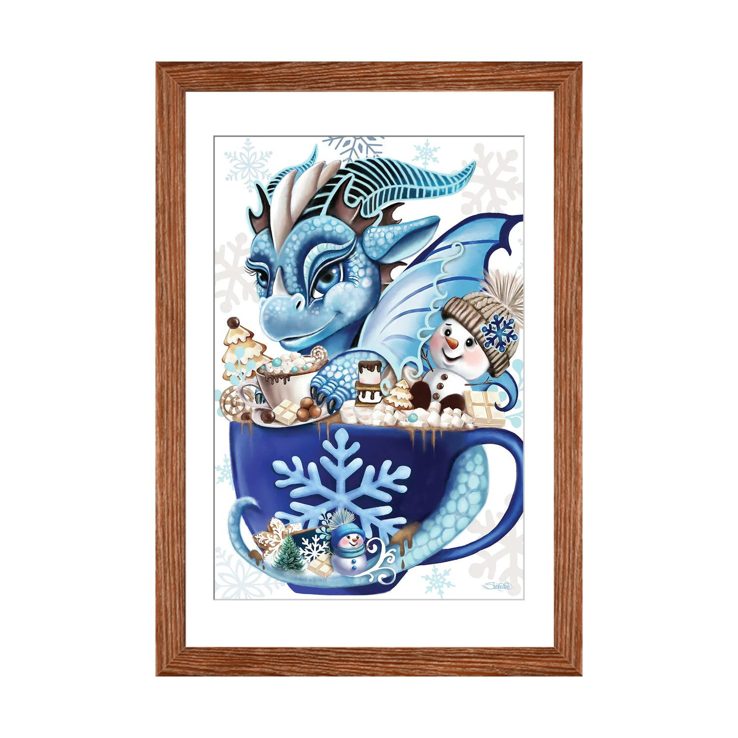The Holiday Aisle® Cozy Cocoa Lil Dragon - Wall Art Print - Framed Fine ...