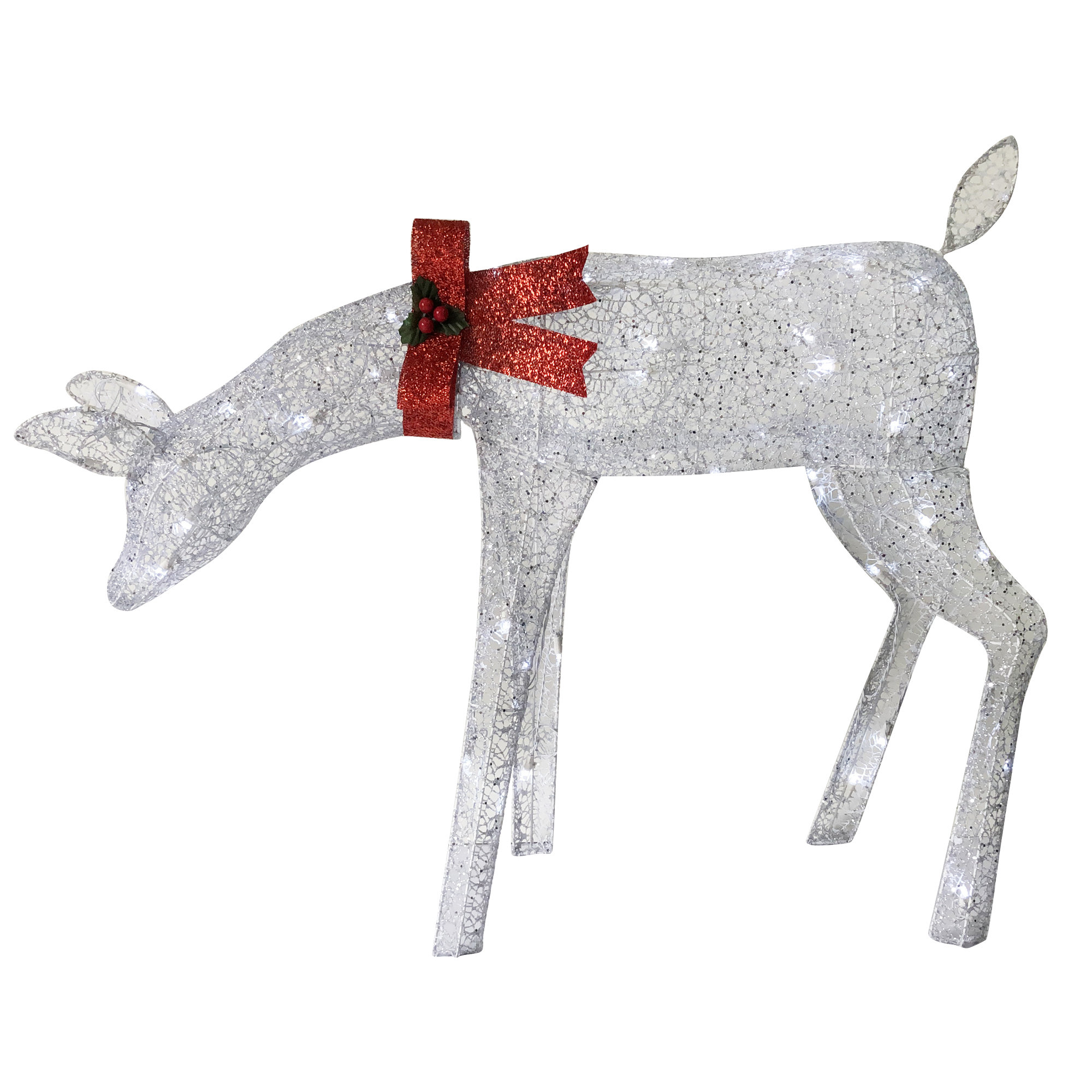 The Holiday Aisle® Elegant Woven Glitter Morphing LED Feeding Doe Deer ...