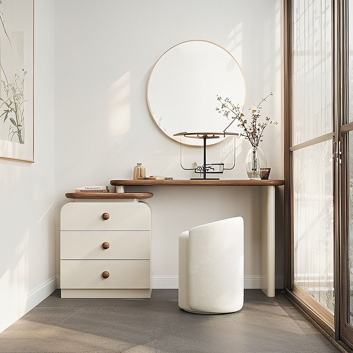 Orren Ellis 39.37" Modern Cream Solid Wood High-Gloss Lacquered ...