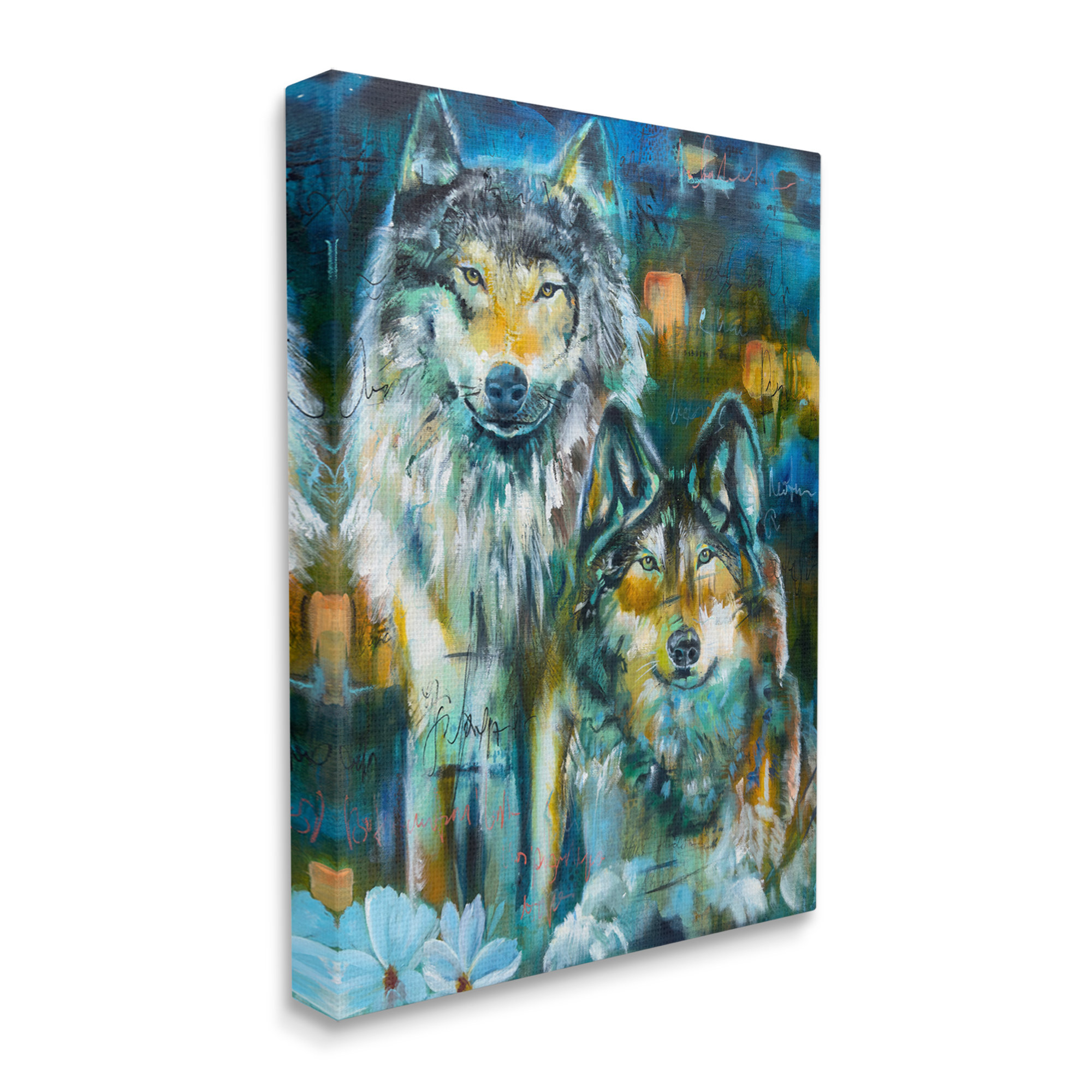 Millwood Pines Abstract Wolf Pair Canvas Wall Art by Linda McClure ...