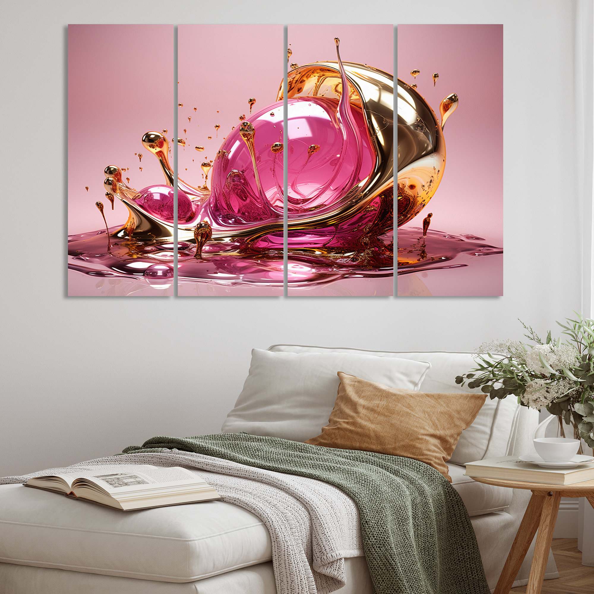 Wrought Studio™ Liquid Art Pink Gold Glam Effervescence On Canvas 4 ...