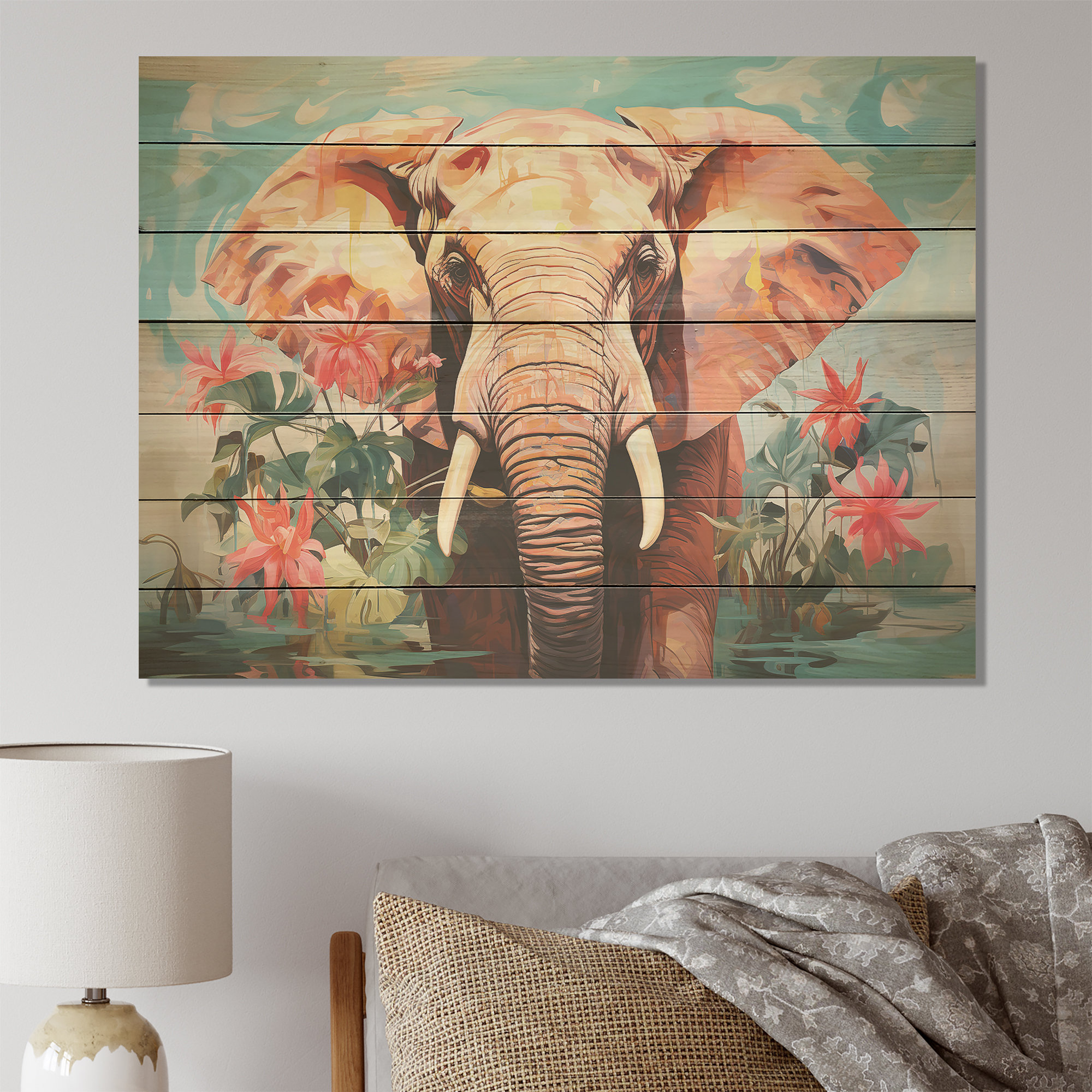 Bungalow Rose Grey Creative Tusks Abstract Elephant Art III - Elephant ...
