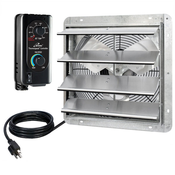 iLIVING ILG8SF16V-ST 16" Wall Mounted Shutter Exhaust Fan, Automatic ...