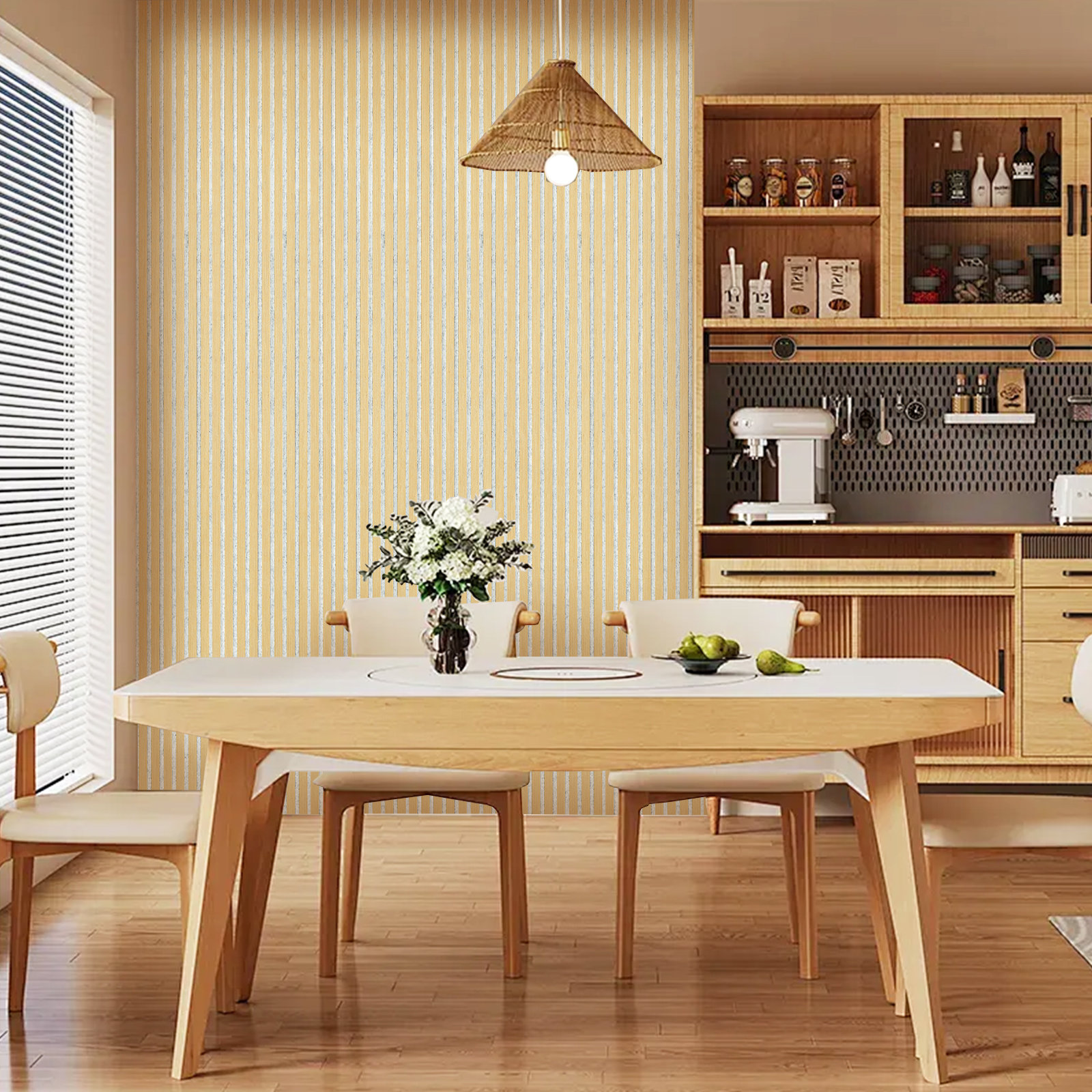 Vandia Tech Veneer Acoustic Wall Panel – Flat-pasted Slatted Polyester ...