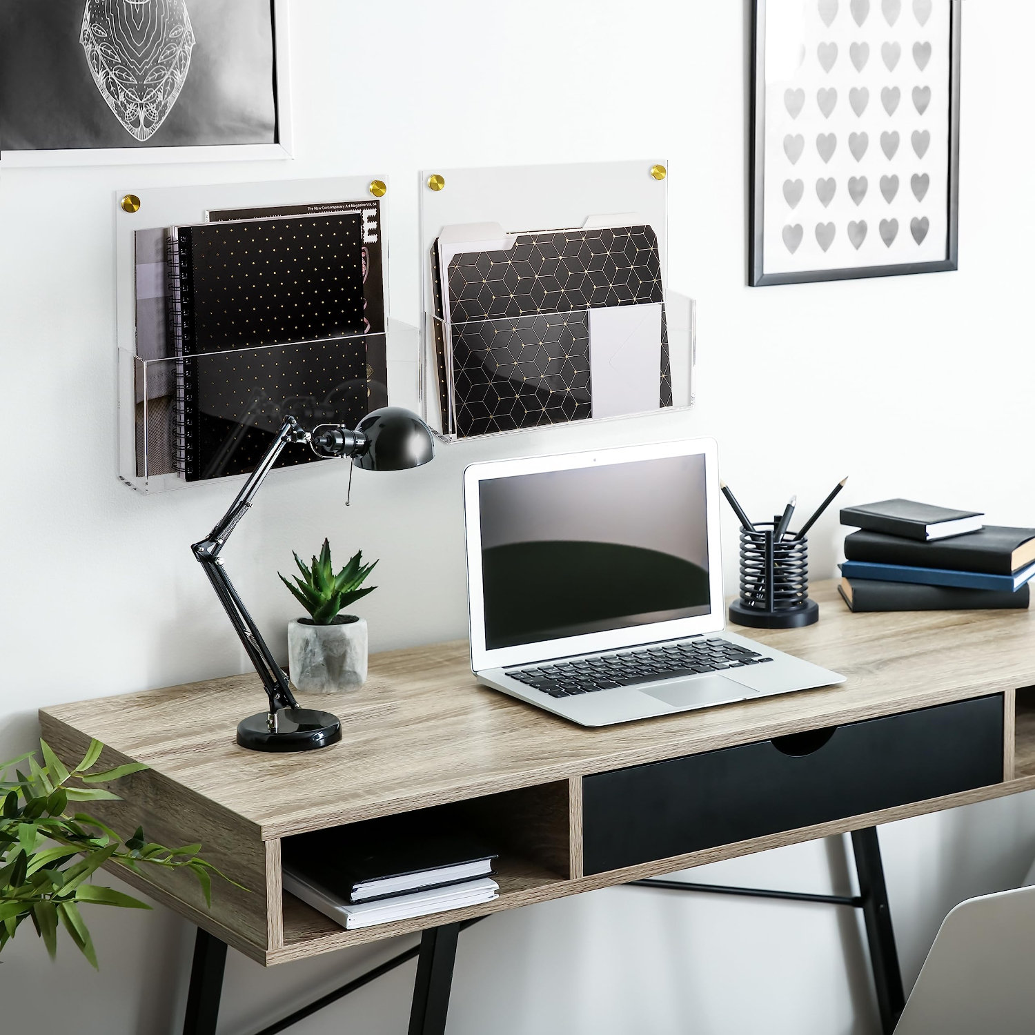 Orblue Premium Clear Acrylic Wall File Organizer 2-Pack | Mail Holder ...