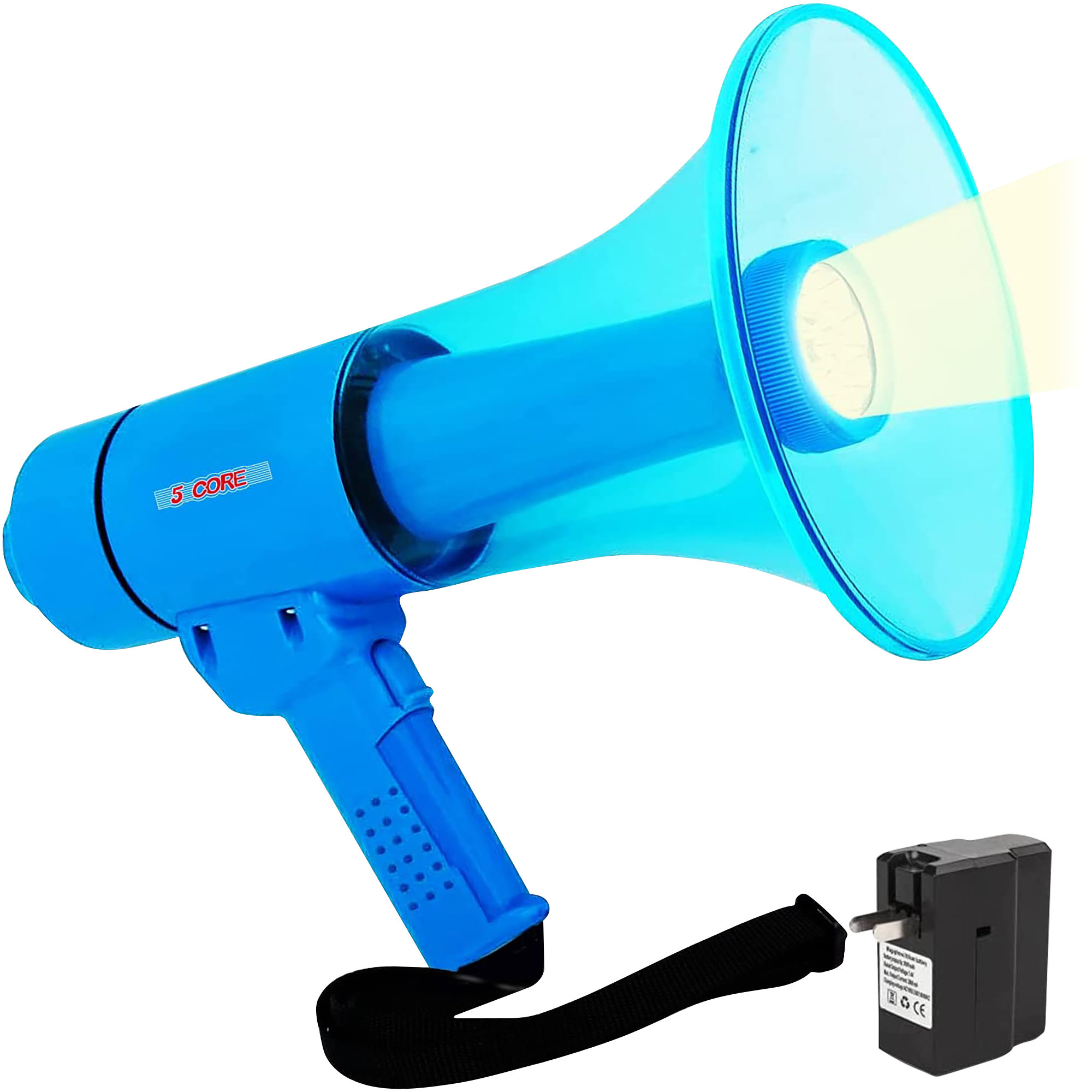 5 Core Megaphone Bullhorn Speaker 50W Waterproof Bull Horn w LED Light ...