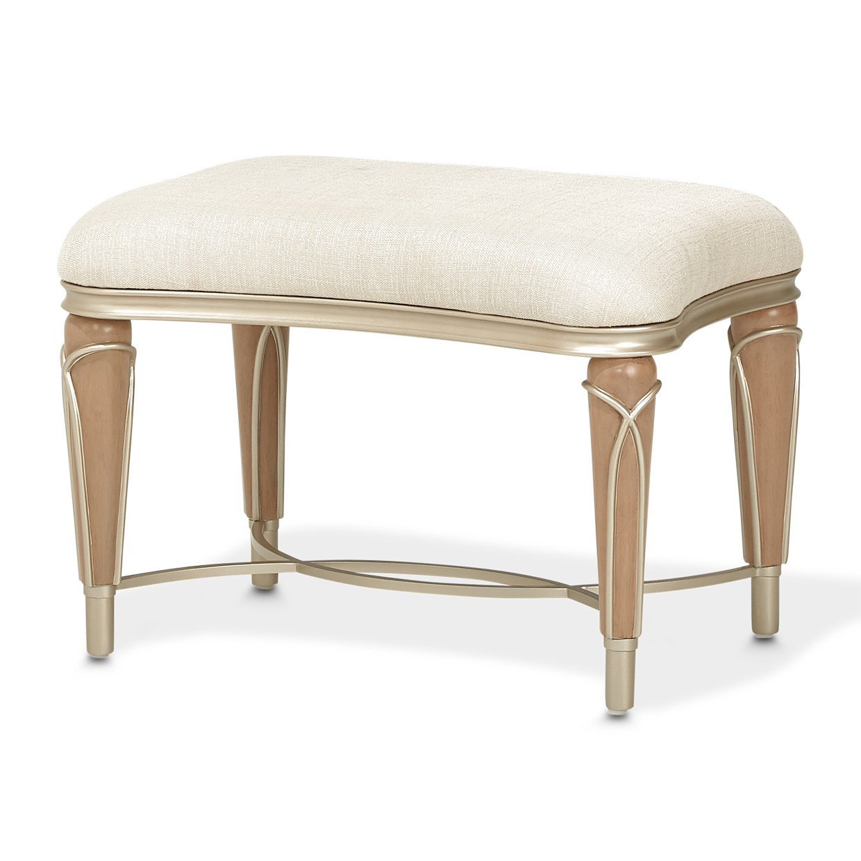 Michael Amini Villa chérie Ottoman - Pearl/caramel | Wayfair