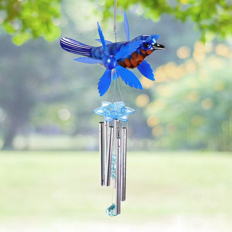 Exhart Metallic Blue Bird Whirligigs Spinning Windchime, 12 by 24 ...