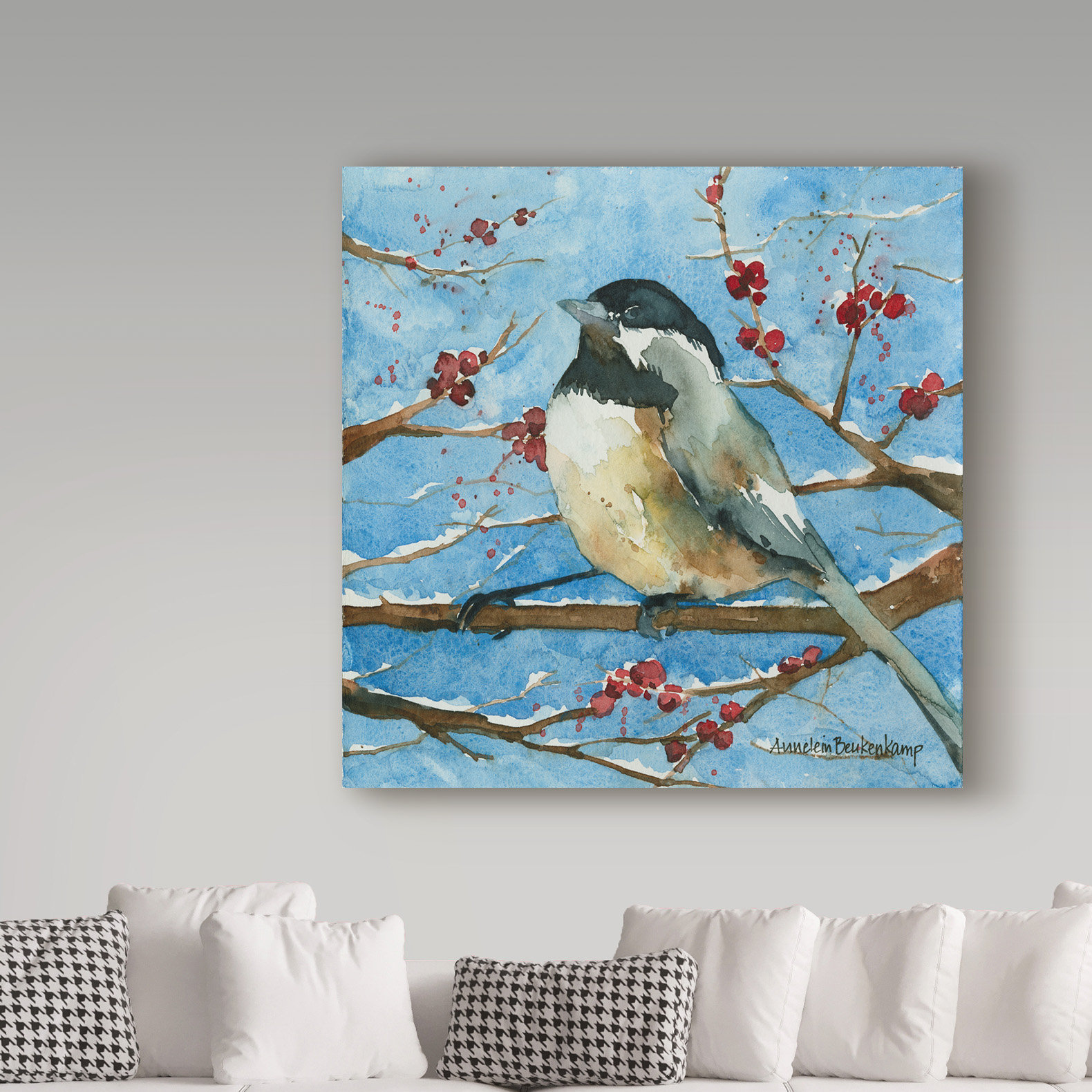 Trademark Fine Art 'Winter Acrobat' Watercolor Painting Print on ...