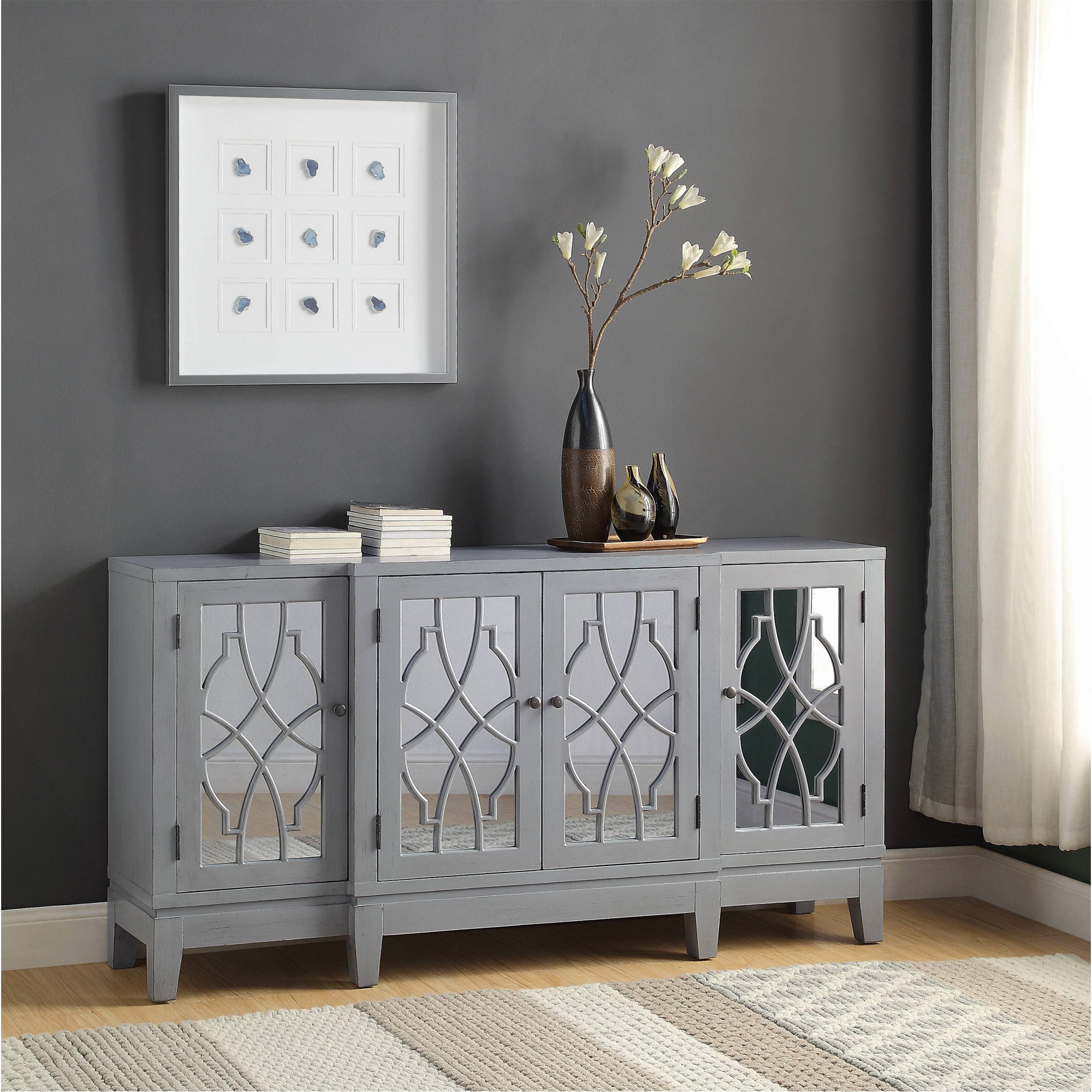 Everly Quinn Charming Console Cabinet With Multiple Storage Options And ...