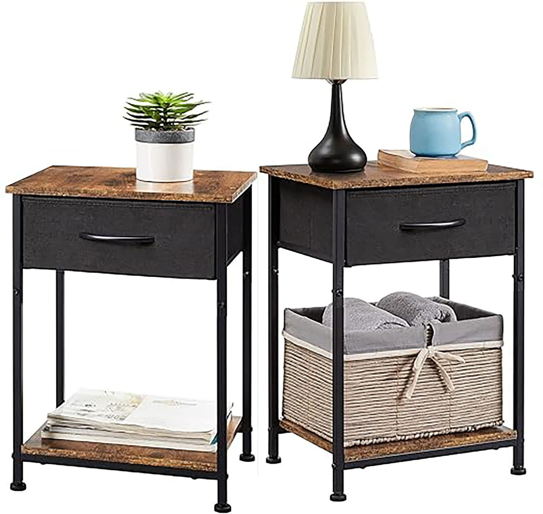 17 Stories Black 2-Piece Nightstands Set: Bedroom And Living Room End ...