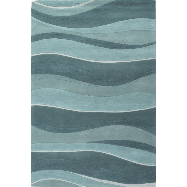 Wrought Studio Patillo Cabo Handmade Wool Blue Ocean Waves Area Rug ...