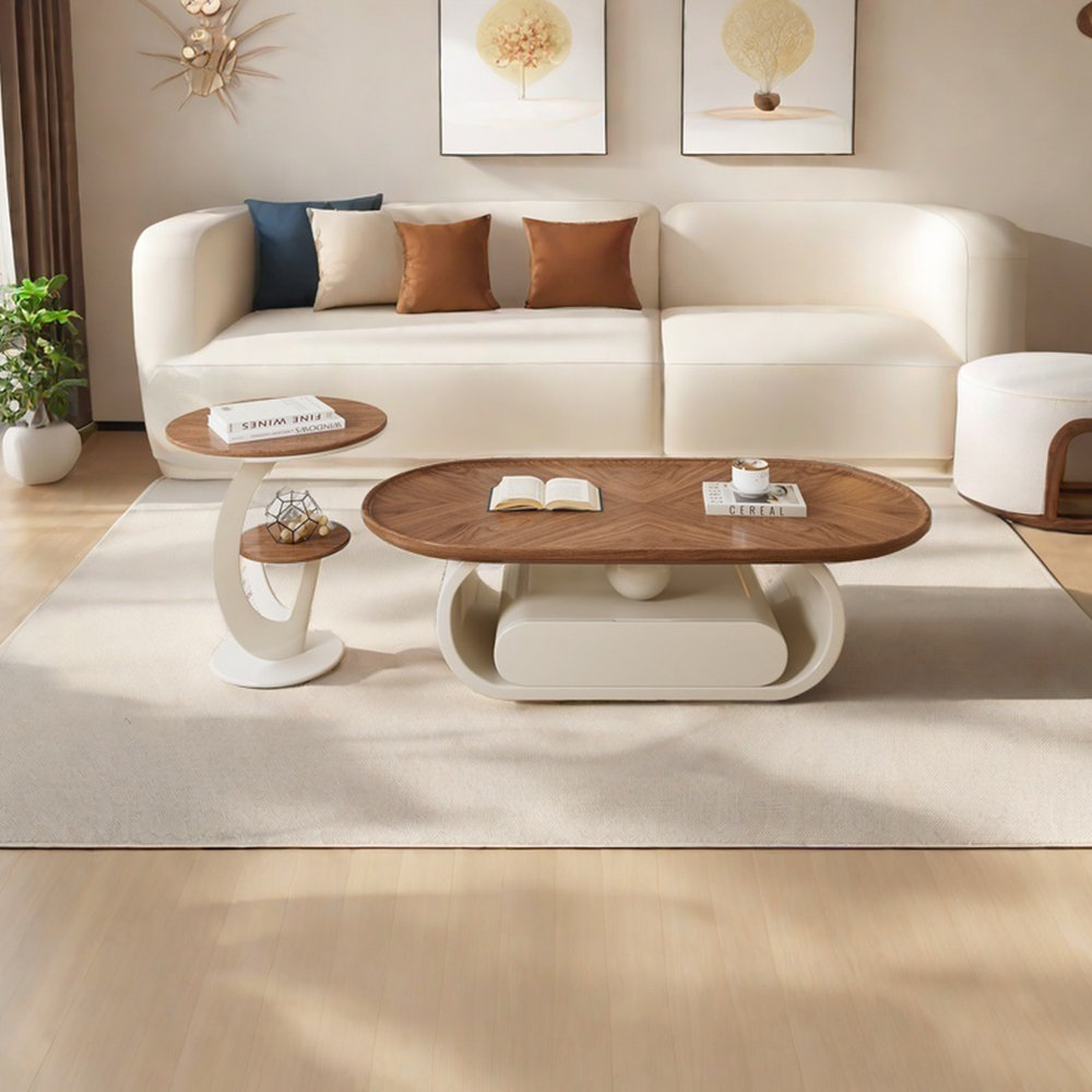 LIZIYE Floor Coffee Table with Drawers | Wayfair