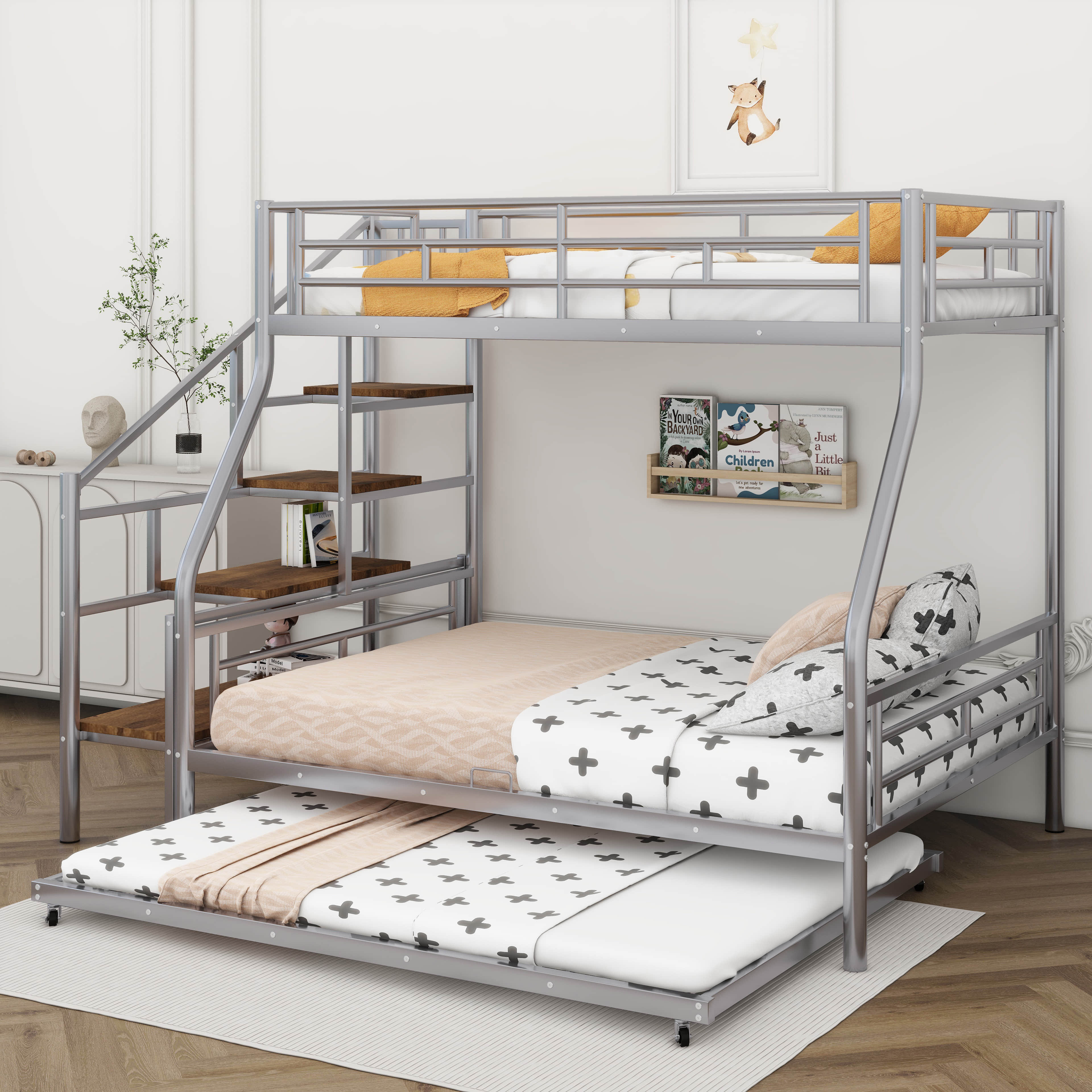 Mason & Marbles A Metal Full-Sized Bunk Bed With A Twin-Sized Bottom ...