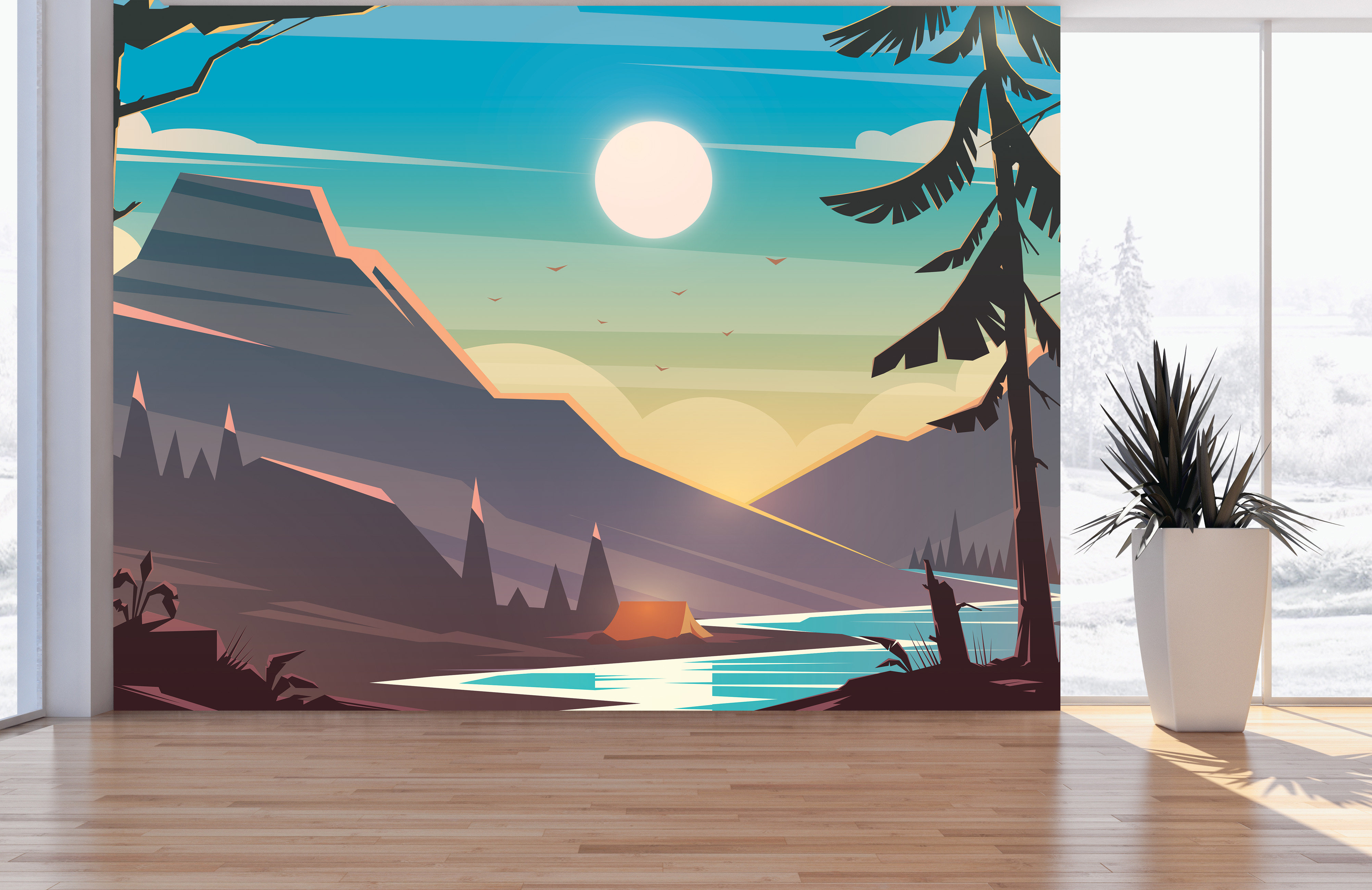 Stickerbrand Colorful Colorado Mountain Sunset Wall Mural | Wayfair