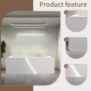 Orren Ellis 94.48-Inch White Multi-Functional Front Desk, Computer Desk ...