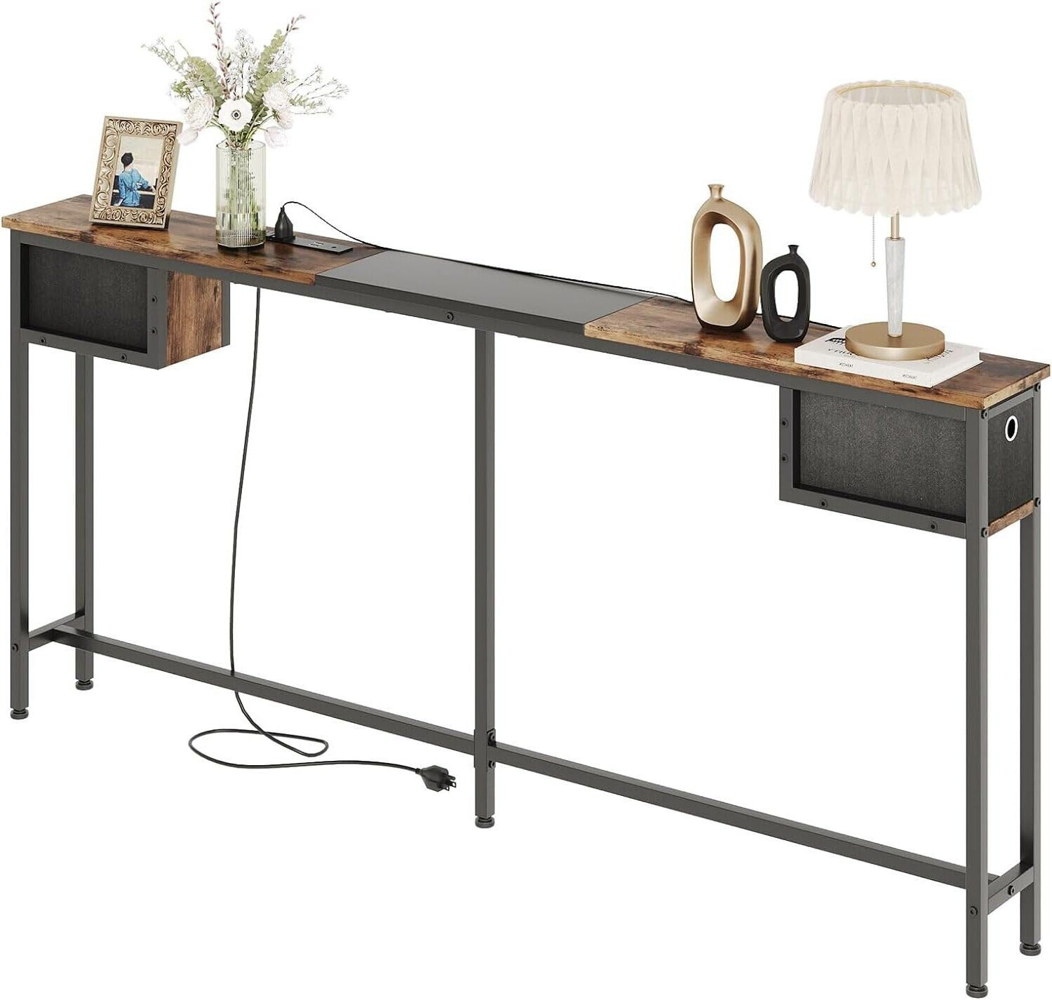 17 Stories 70.9 Inch Narrow Console Table with Outlet, Thin Narrow ...