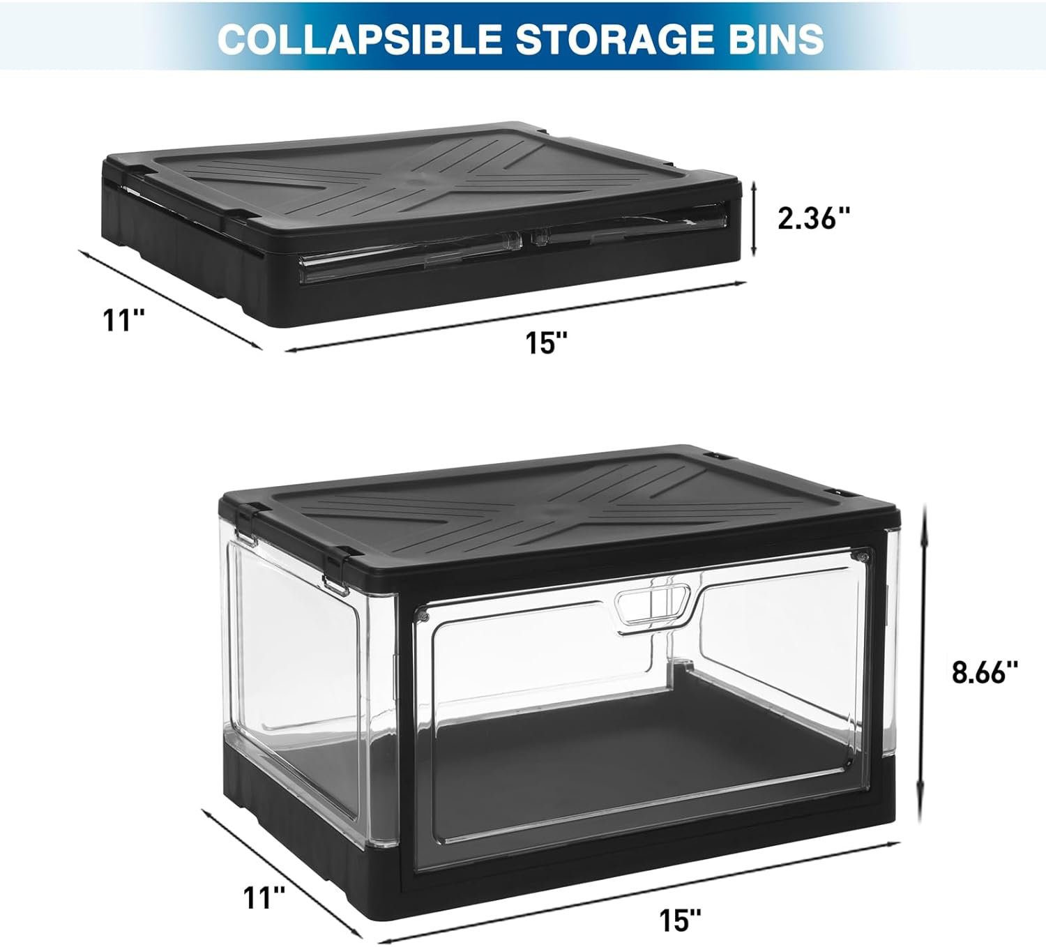 Rebrilliant 3-Pack Clear Stackable Storage Bins With Lids Magnetic ...