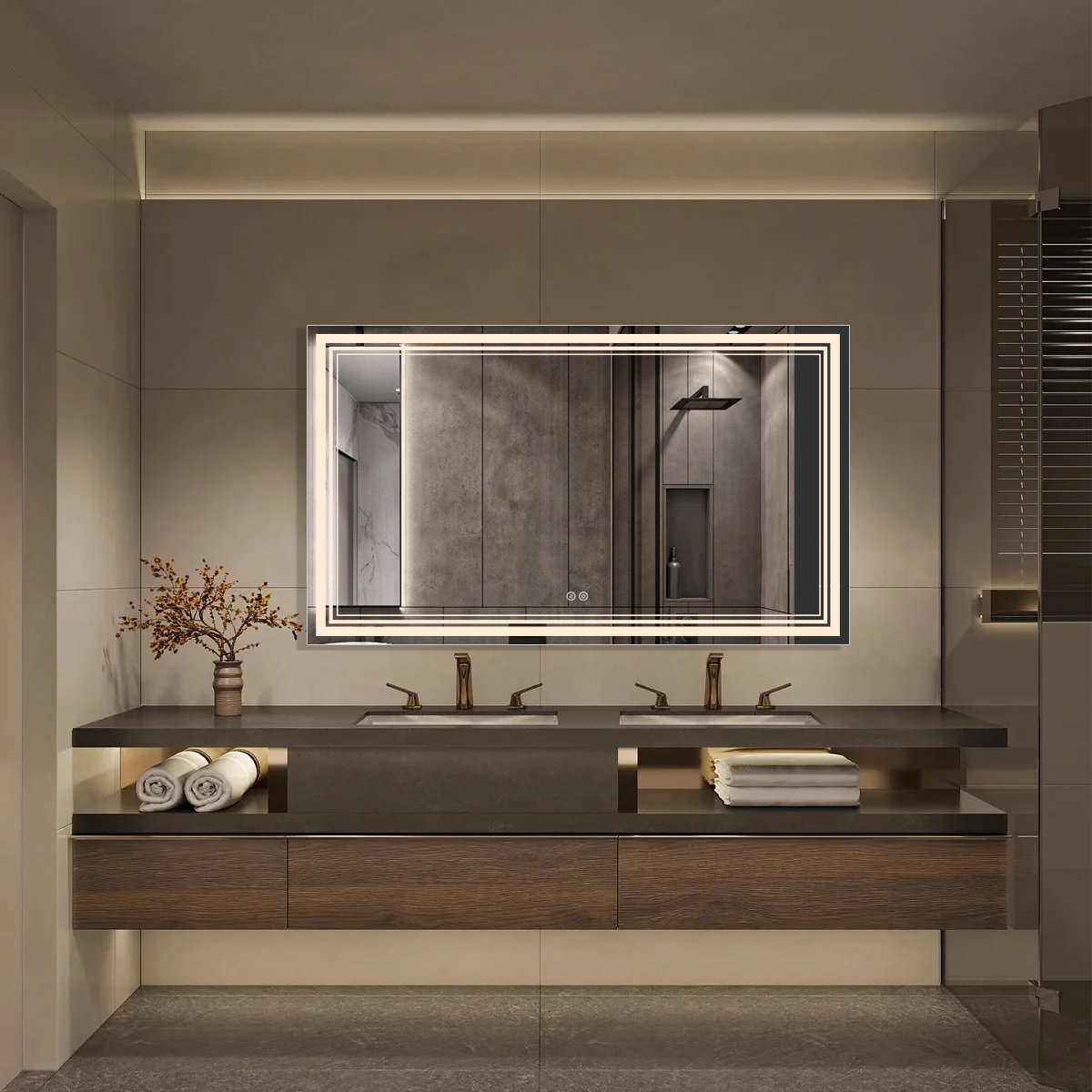 Ivy Bronx Derrious Rectangle LED Wall Mirror | Wayfair