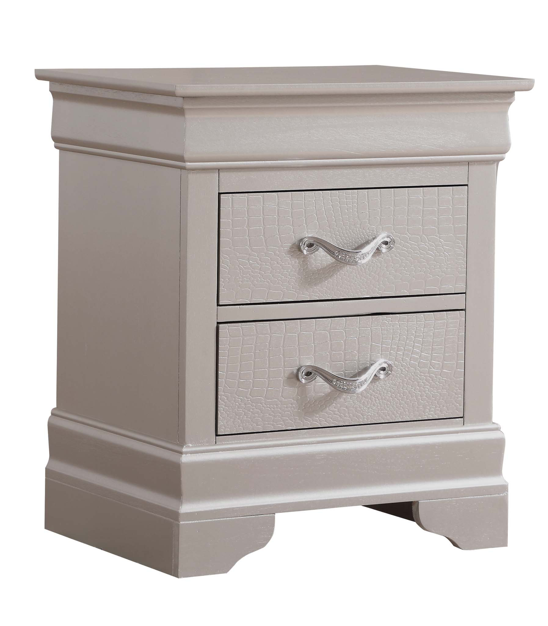 Red Barrel Studio® Elegant Transitional Nightstand In Silver Champagne ...