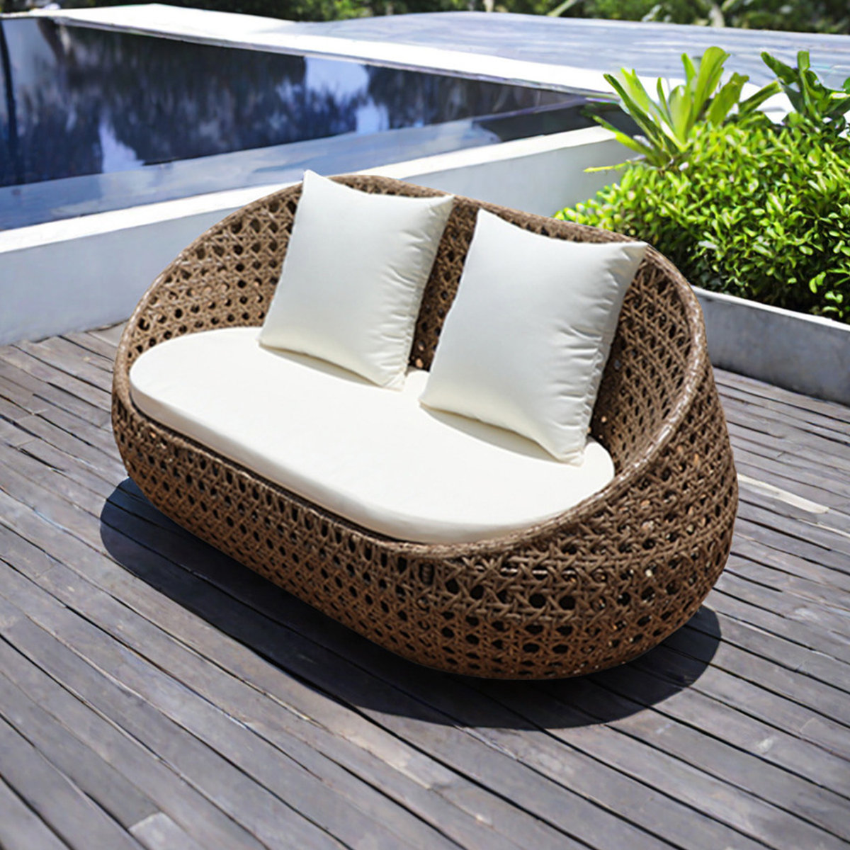 Elegance Furnishings Outdoor PE Wicker Casual Sofa For Lazy People 58. ...