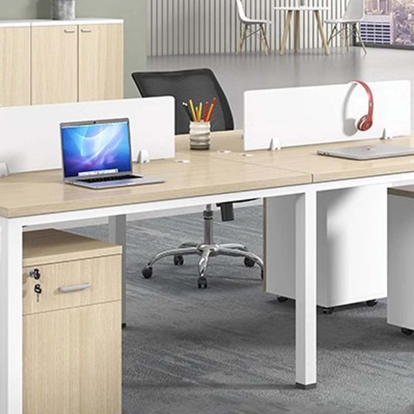 LINK NORTH Rectangle 4 Person Partition Desk | Wayfair