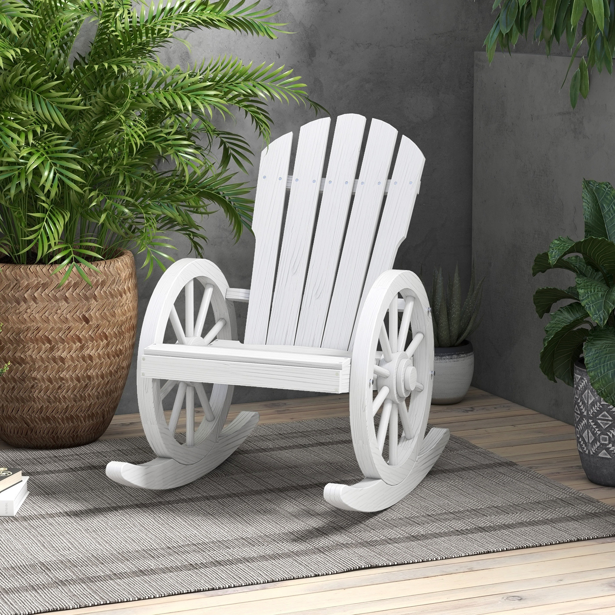 Millwood Pines Wooden Rocking Chair | Wayfair