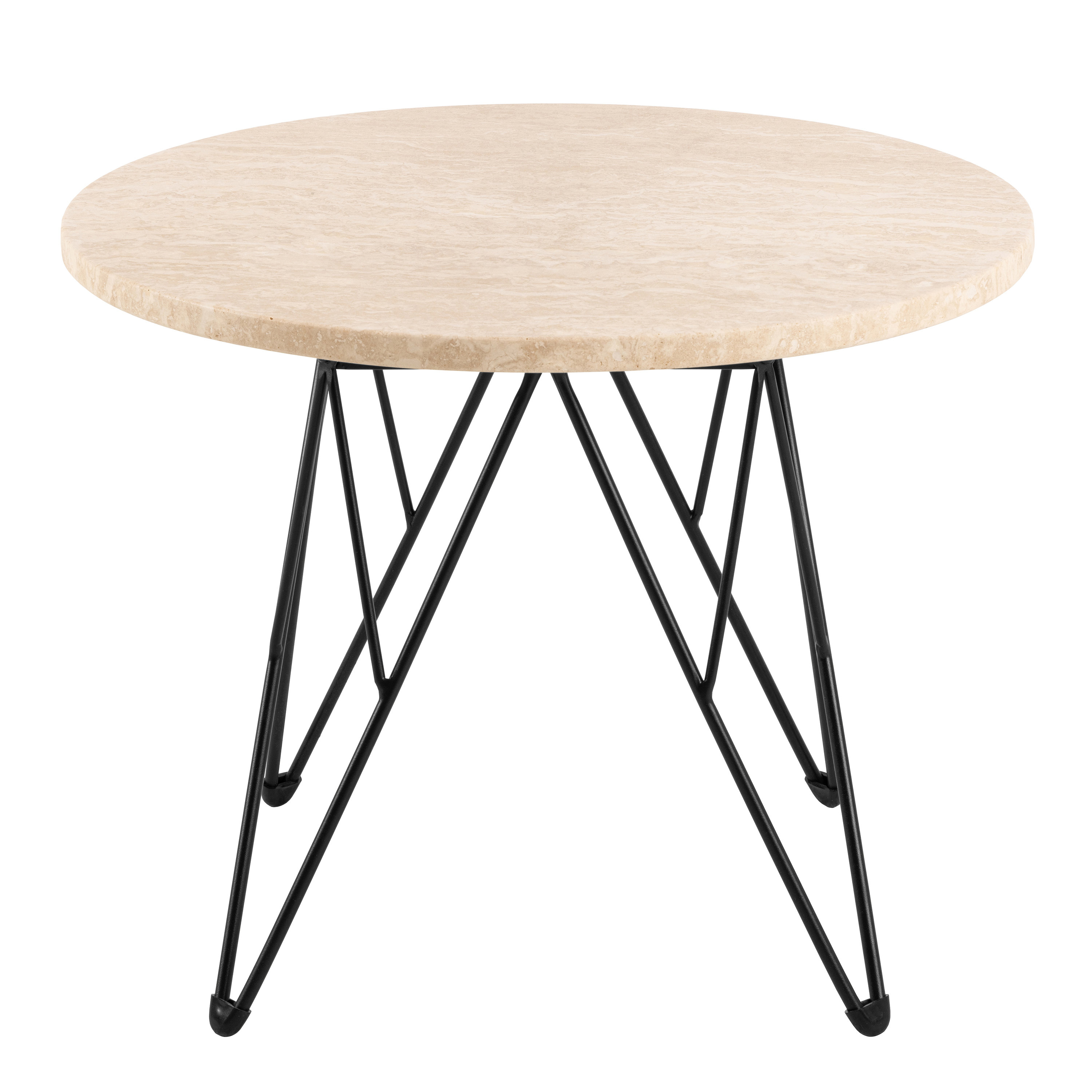 Corrigan Studio Prunus Round Side Table In Matt Beige And Black Coated Steel Base 55X41.4Cm ...