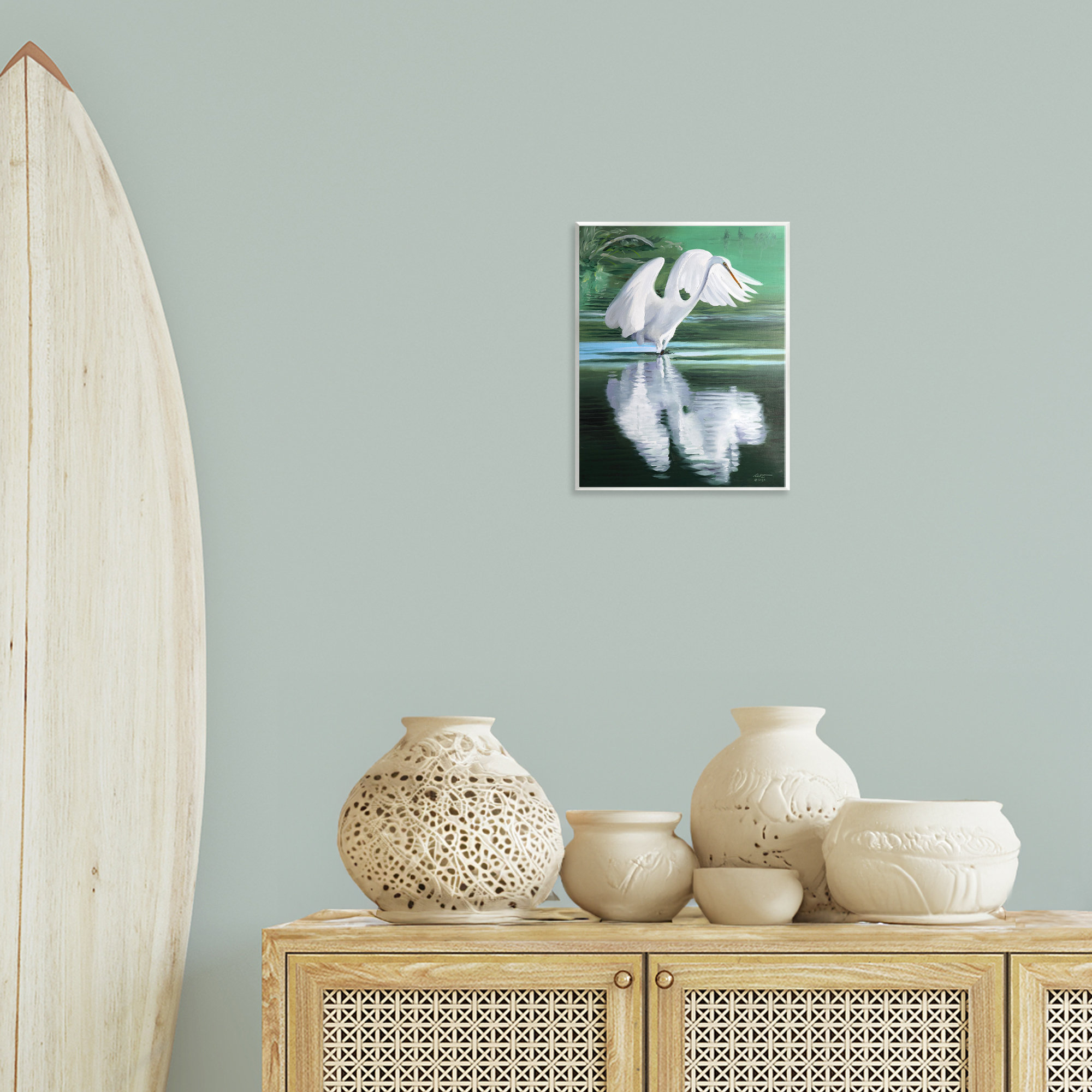 Highland Dunes Egret Flapping Wings Wall Plaque Art by D. Rust | Wayfair