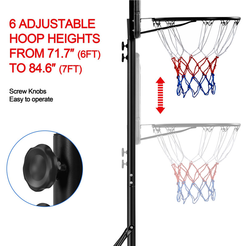 Yaheetech Height Adjustable Metal Portable Full-Size Basketball Hoop ...