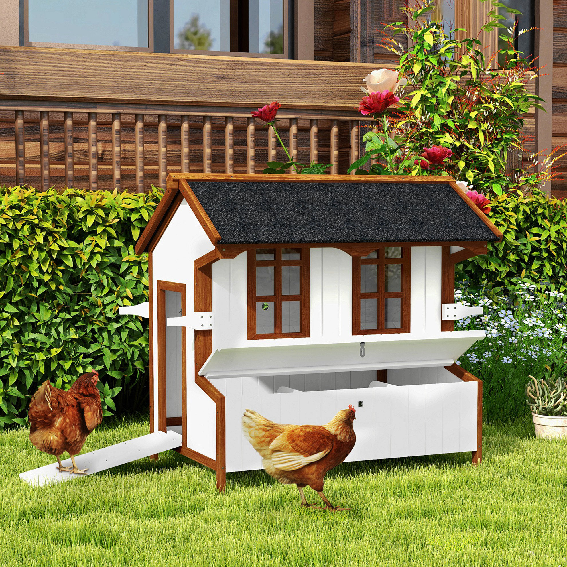 Ophelia & Co. 47" Chicken Coop Wooden Chicken House Rabbit Hutch Raised ...