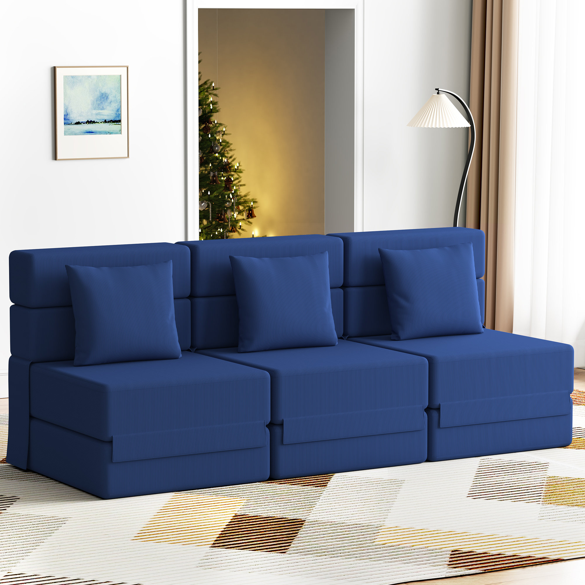 Latitude Run® Convertible Folding Compression Sectional Sofa Coach (Set ...