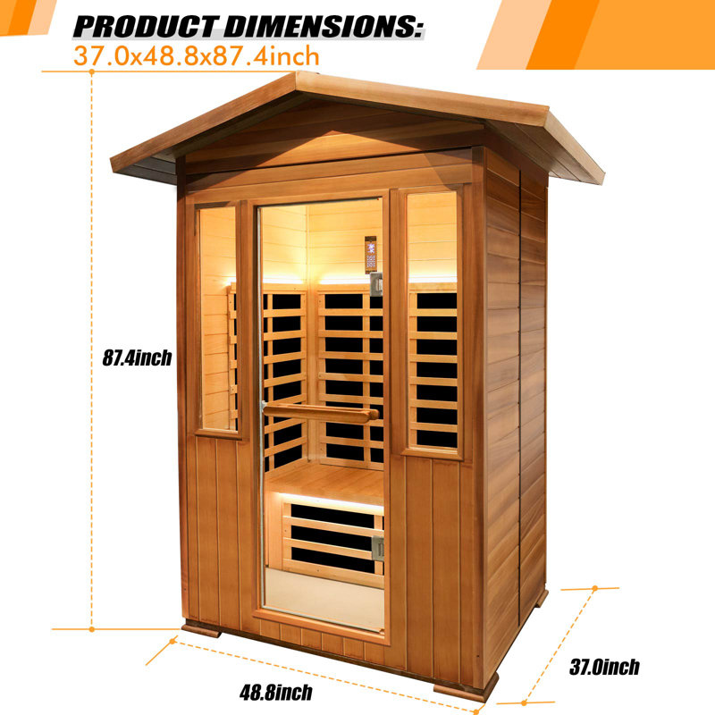 OUTEXER Outdoor 1800W Cedar and Hemlock FAR Infrared Sauna Room 2 ...