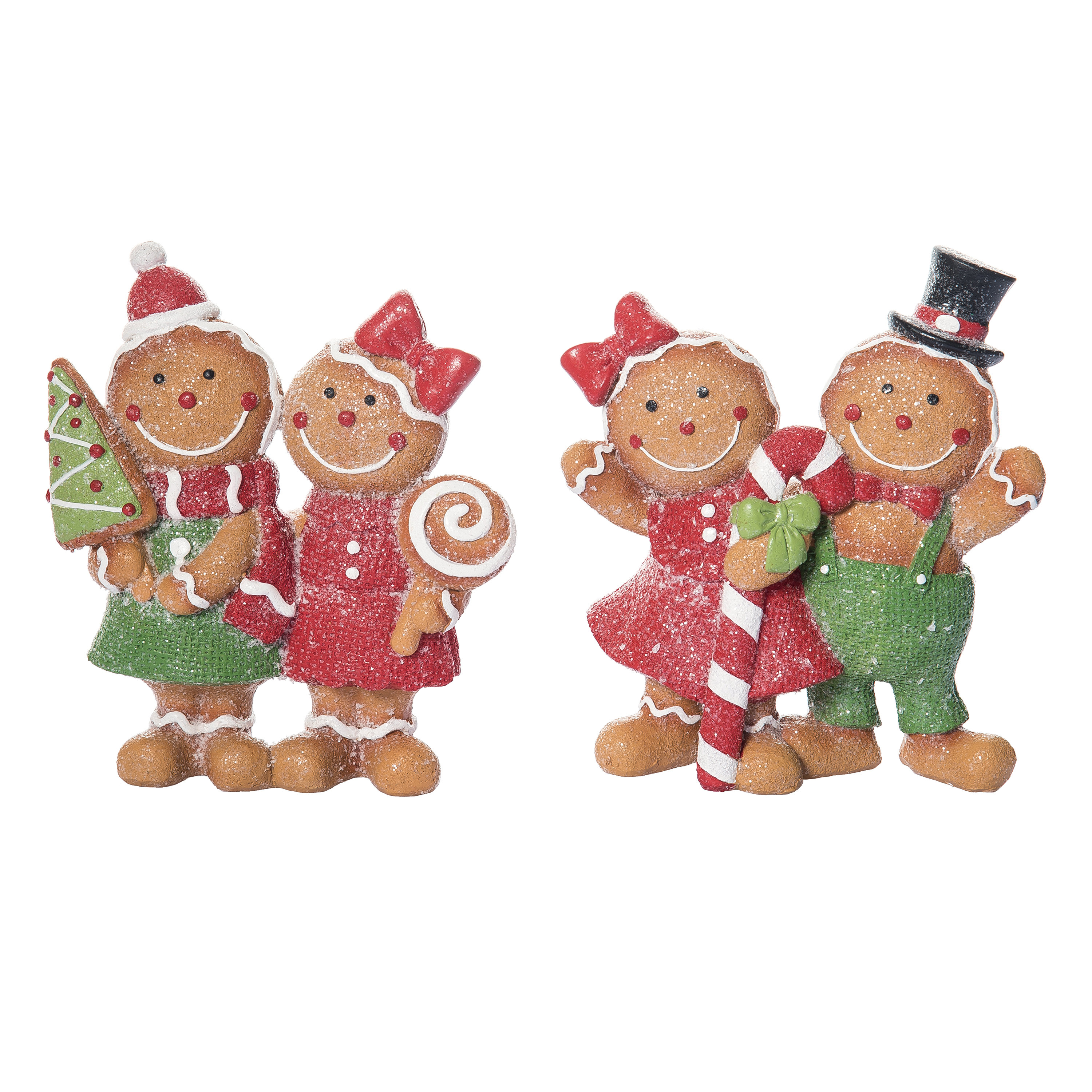 The Holiday Aisle® Christmas Resin Gingerbread Couple Figurine Set of 2 ...