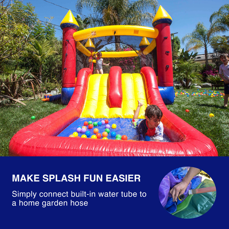 JumpOrange Kiddo Red Castle Inflatable Slide and Bounce House with ...