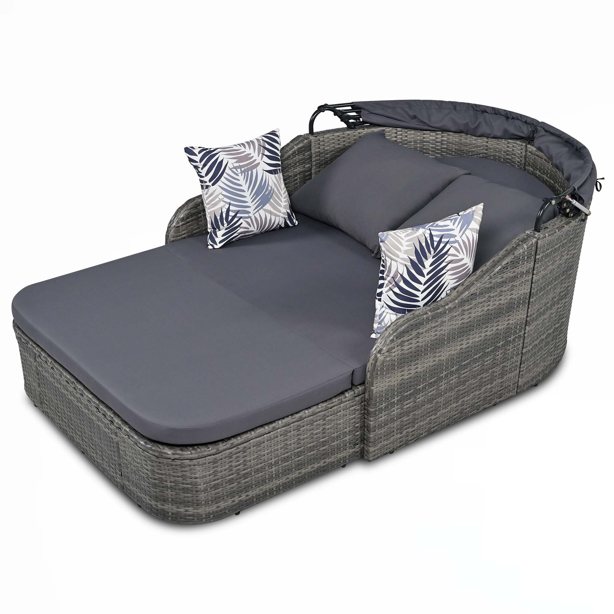 Red Barrel Studio® Outdoor Sunbed ,Double Lounge With Adjustable Canopy ...