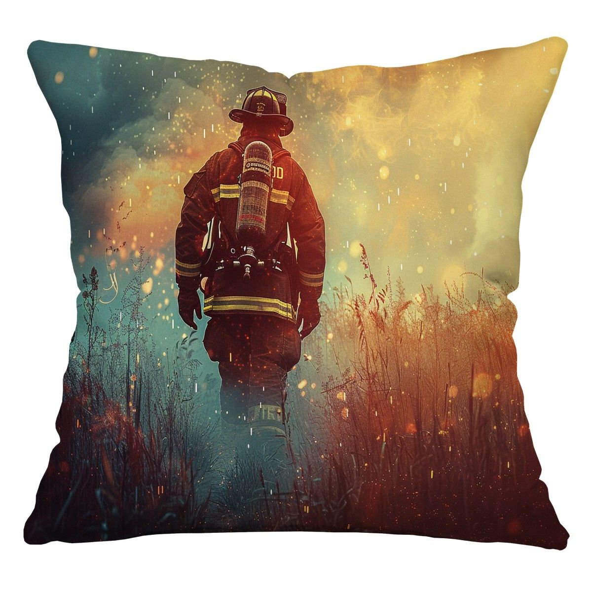 VisionDecor Firefighter Throw Pillow, Emergency Cotton Twill Pillows ...
