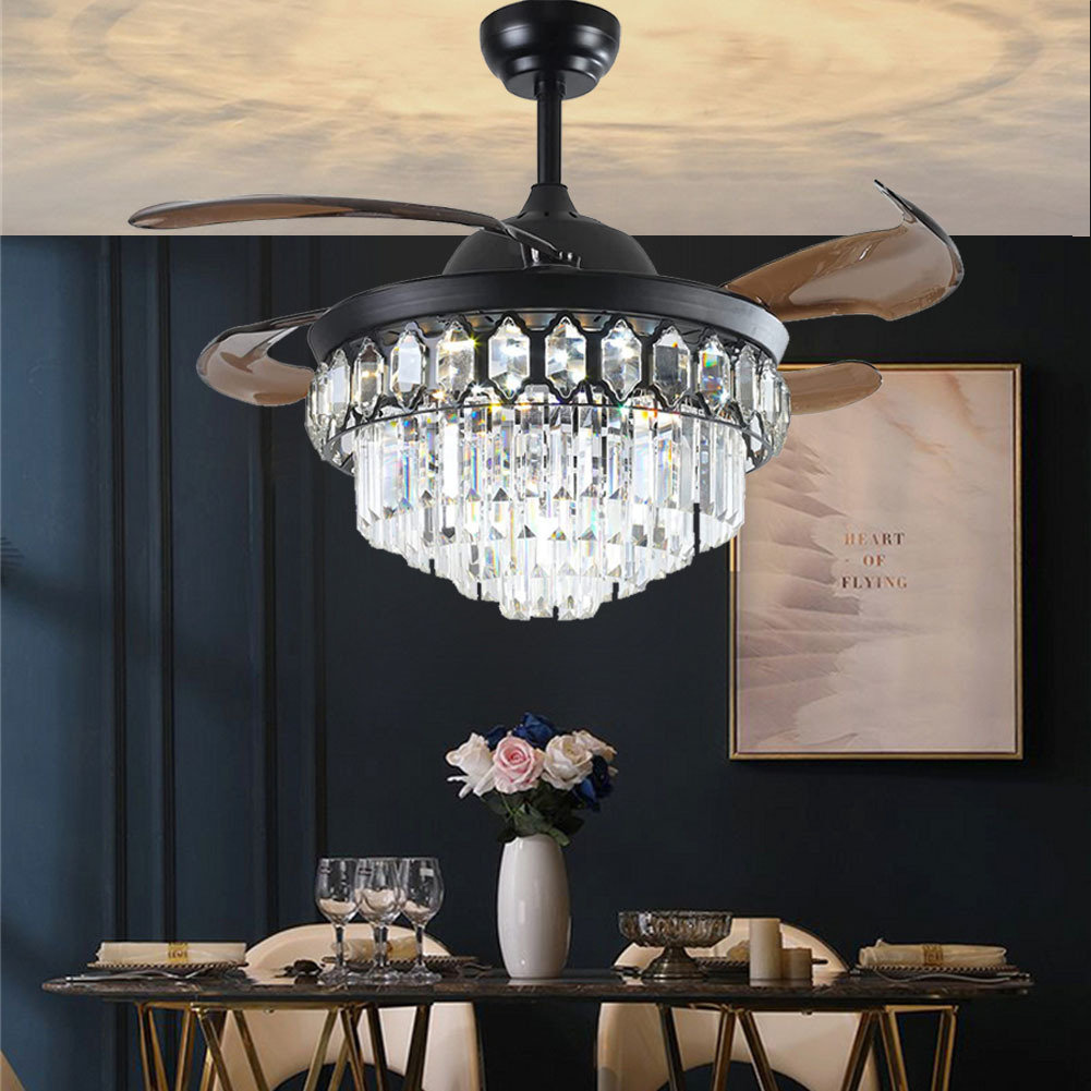 PDDL Home Modern 42" Crystal Ceiling Fan Light with Remote Control and ...