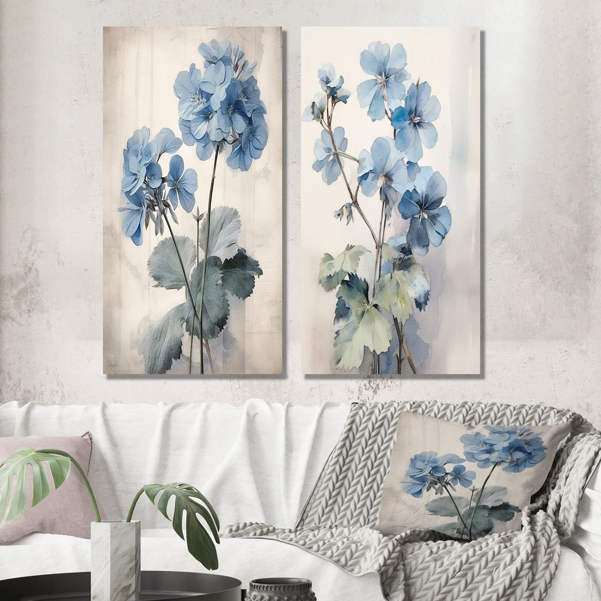 Winston Porter Blue And White Geranium Minimal Expression - Geraniums ...