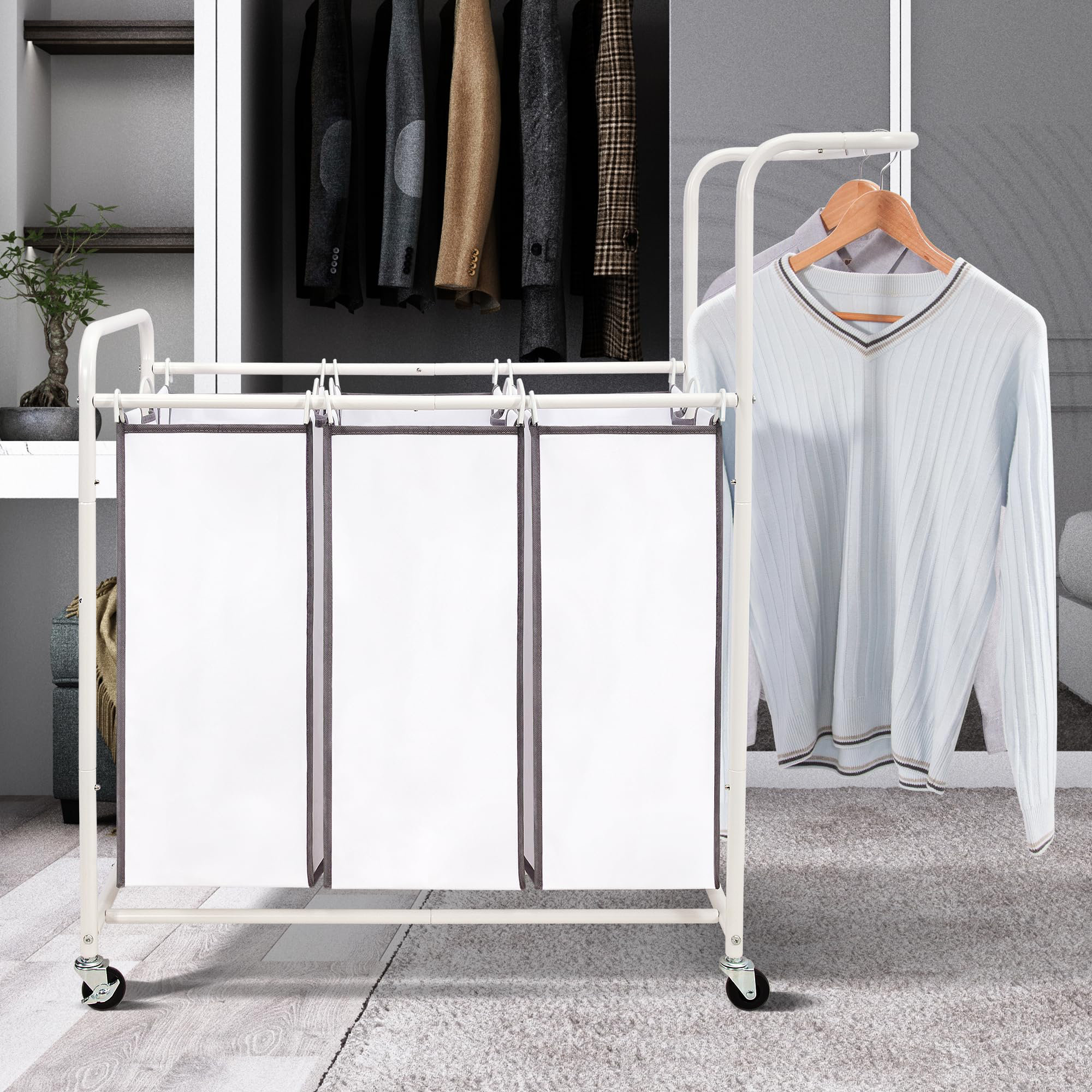 BTERAZ Metal Laundry Cart with Wheels | Wayfair