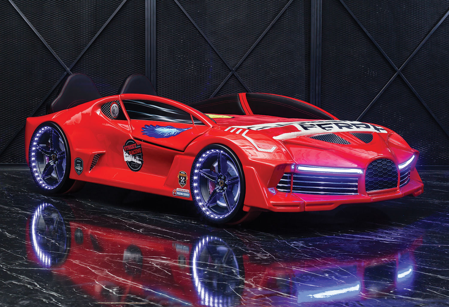 Kids Furniture Store Air Twin Size Car Bed W/Mattress Red | Wayfair