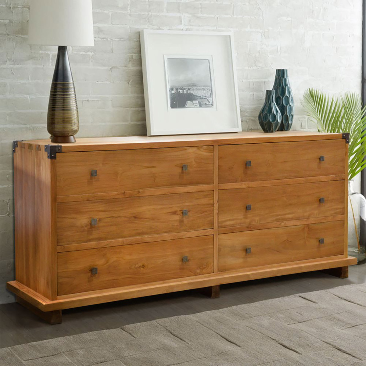 The Twillery Co.® Immingham 6 Drawer 83" W Solid Wood Double Dresser ...