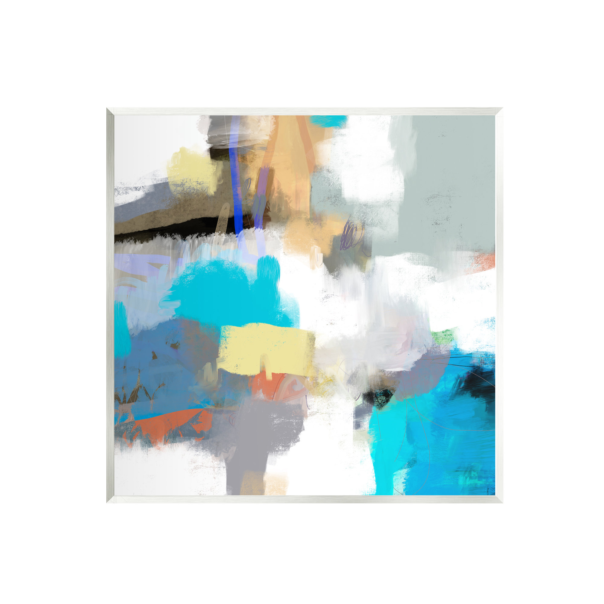 Stupell Industries Abstract Paint Strokes Vivid Blue Detail Scribbles ...