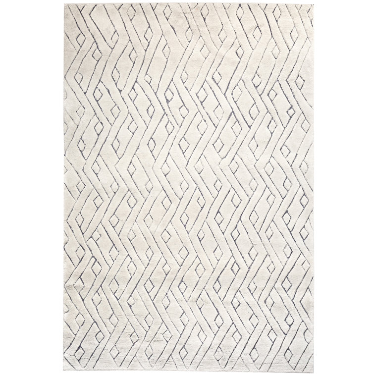 Amigos de Hoy Rebel Geometric Handmade Flatweave Wool Cream Area Rug ...