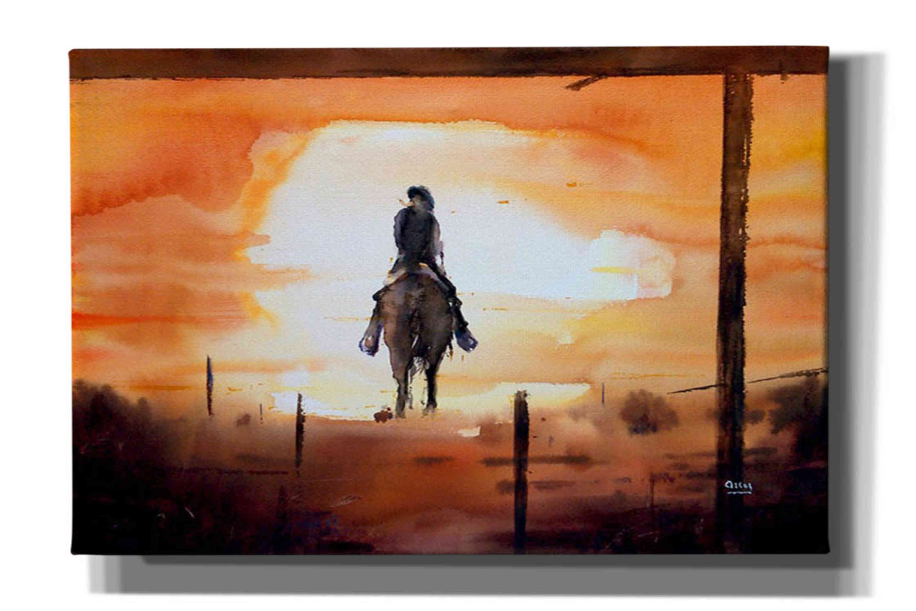 Union Rustic Sunset Rider by Oscar Alvarez Pardo - Wrapped Canvas ...